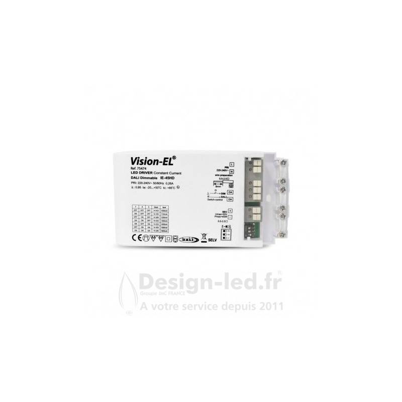 Alimentation pour LED 14-43 VDC DALI PUSH 45W 1050-1600mA, miidex 7...